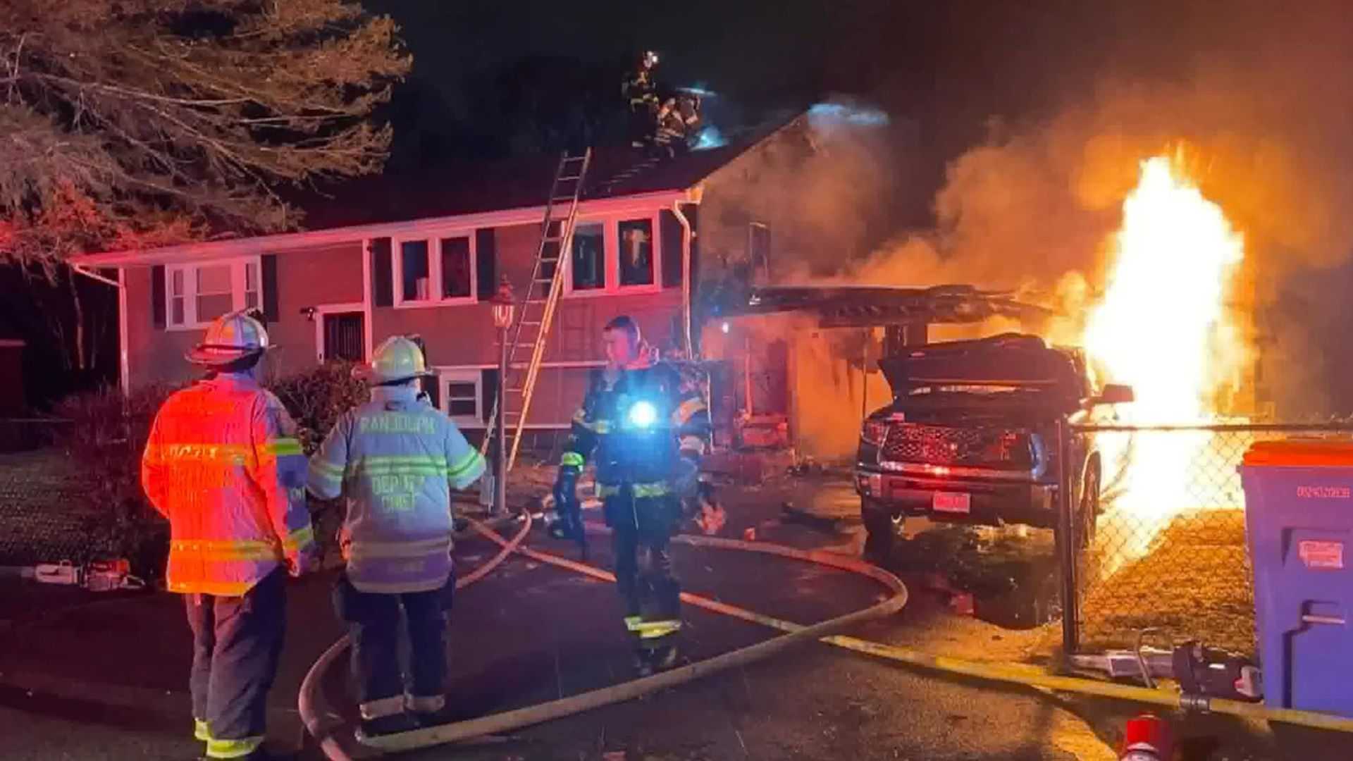 Seven displaced after garage fire in Mass. town