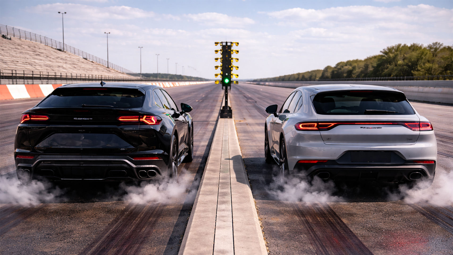 Porsche Cayenne Turbo GT vs Lamborghini Urus drag race