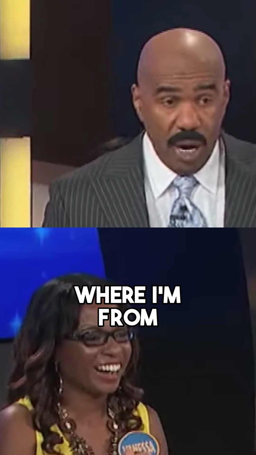 Steve Harvey raises eyebrows at Vanessa’s story on Family Feud