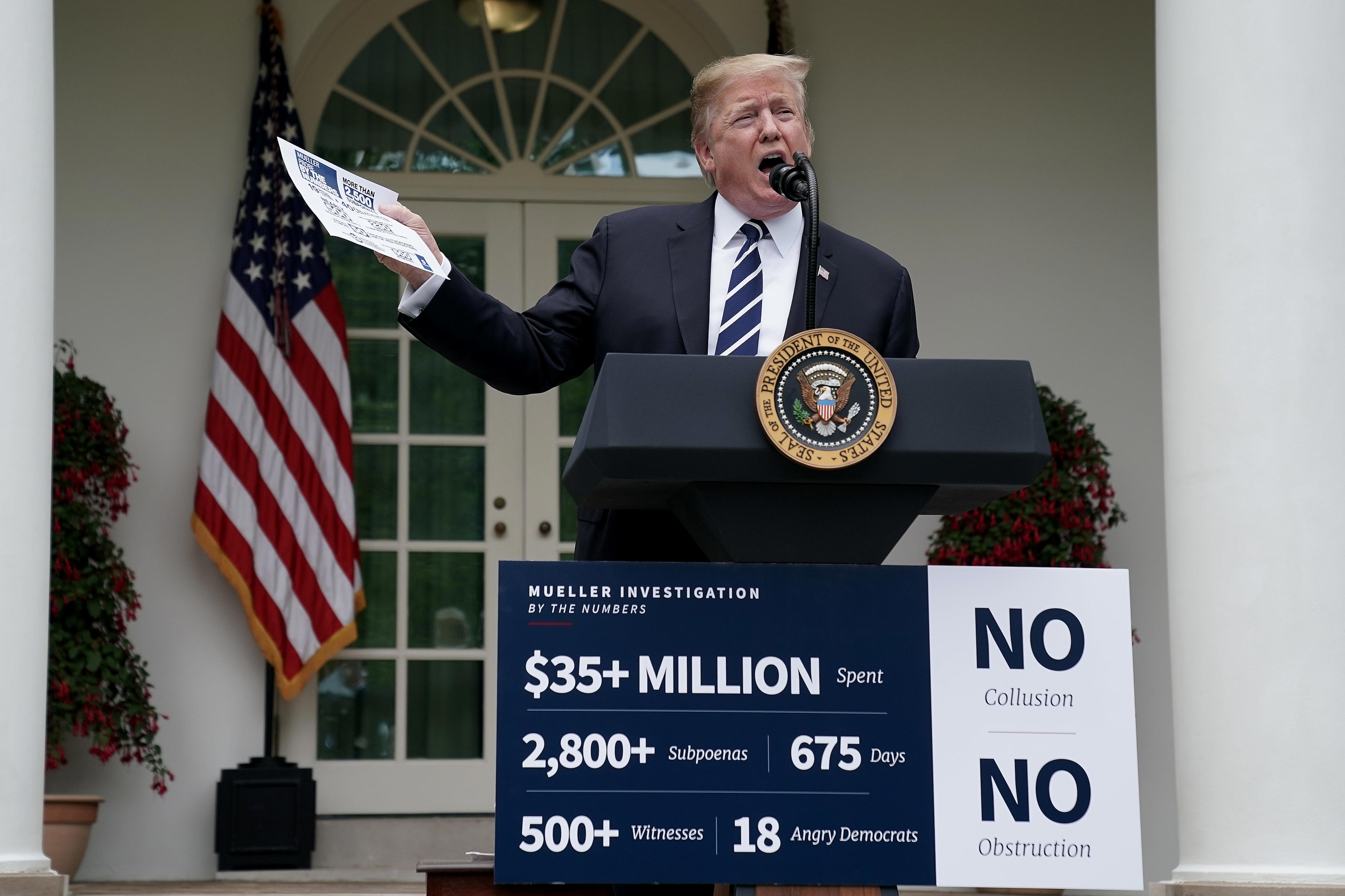 Trump says he's glad about Robert Mueller's death as foes pile on