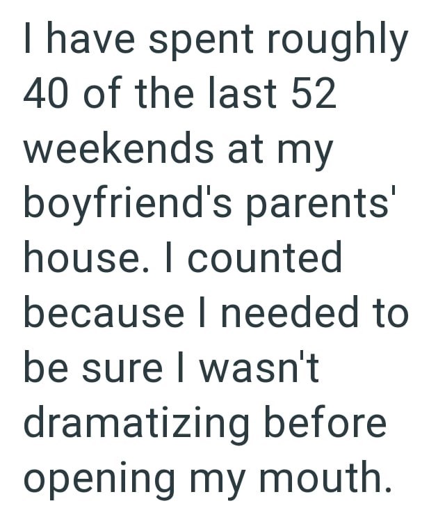 31-year-old woman spends 40 of 52 weekends at boyfriend’s parents ...