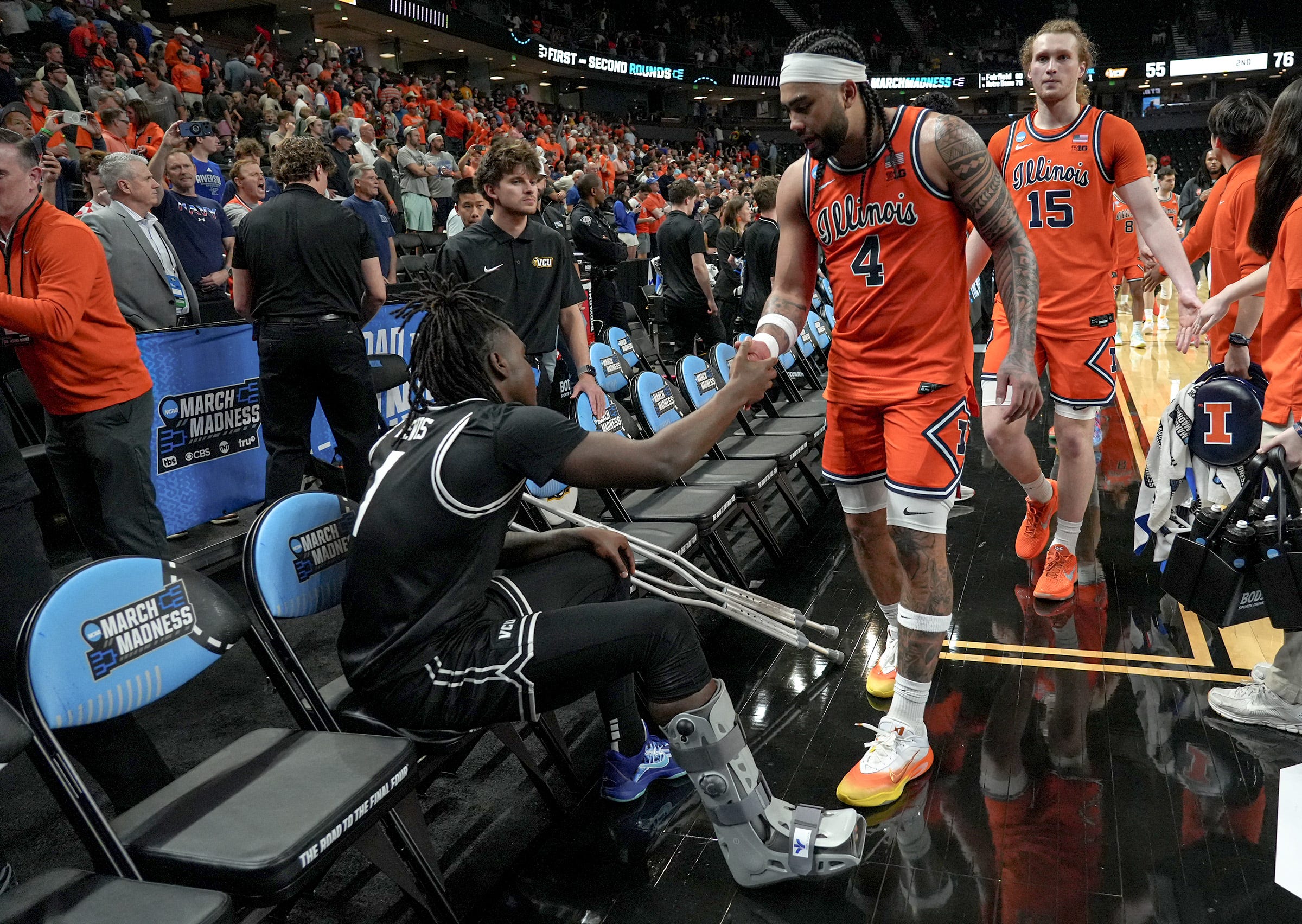 Nyk Lewis injury update, guard exits VCU vs Illinois March Madness game