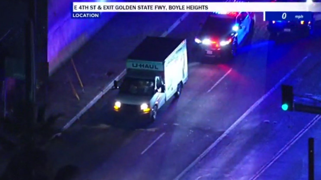Robbery suspect arrested after East LA pursuit in U-Haul box truck