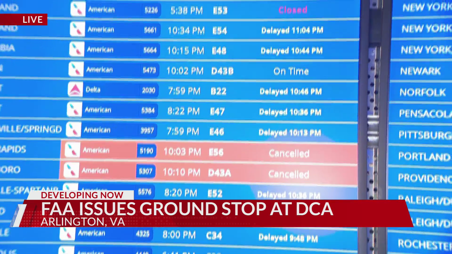 FAA lifts ground stops at DCA, IAD, BWI