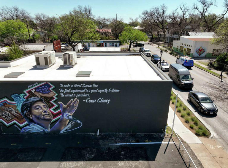 Before and after photos show Cesar Chavez mural in East Austin replaced ...