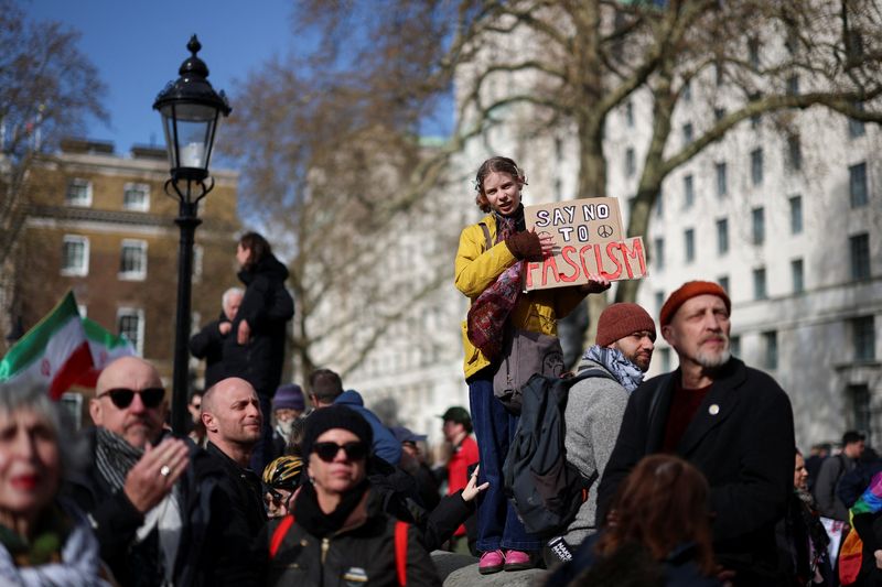UK protesters march in London to oppose the rise of political right