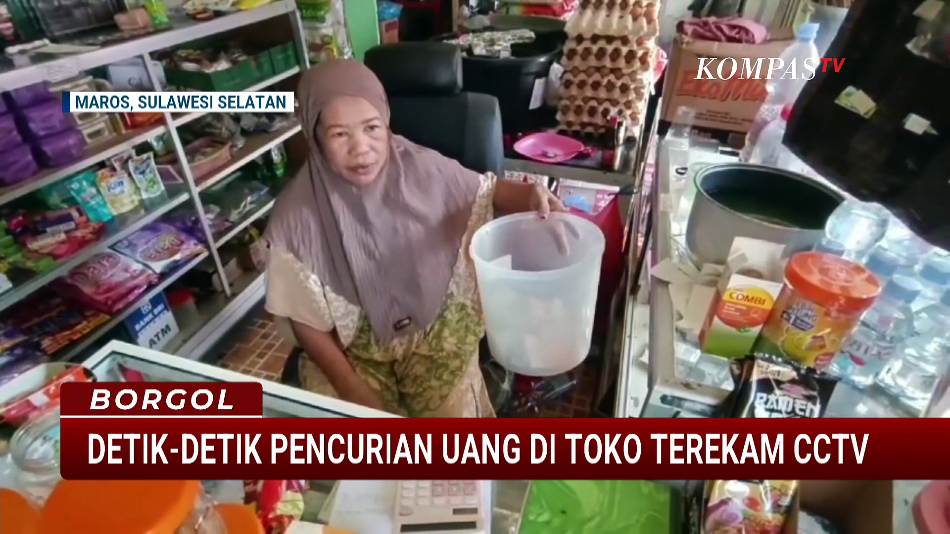 Detik-detik aksi pencurian uang di toko terekam CCTV | BORGOL