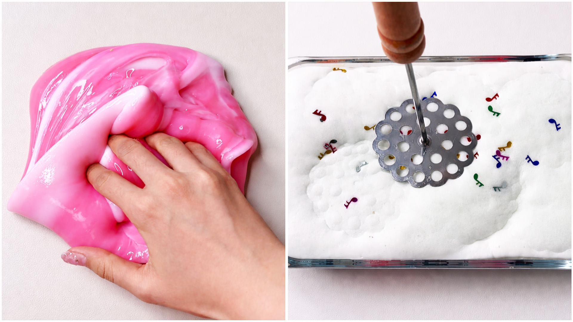 Soft pink slime and fluffy foam texture