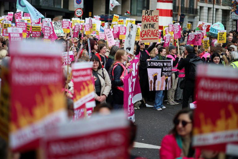 UK protesters march in London to oppose the rise of political right