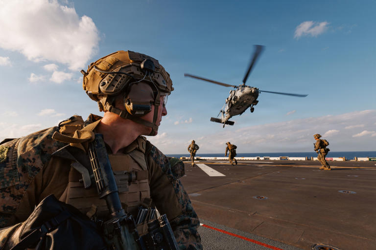 USS Tripoli, embarked 31st Marine Expeditionary Unit arrive in Middle East