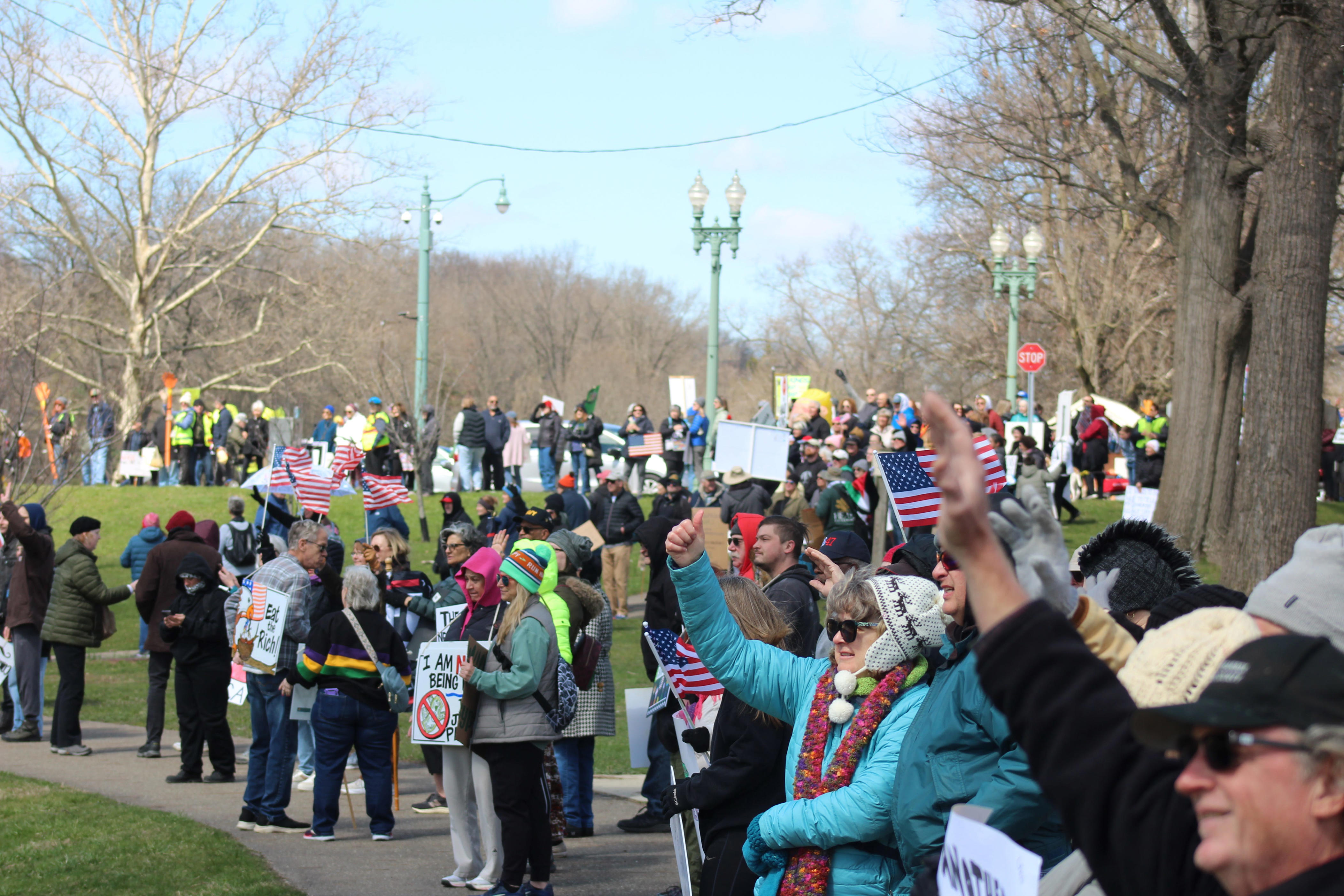 Hundreds of No Kings protesters rally in Canton