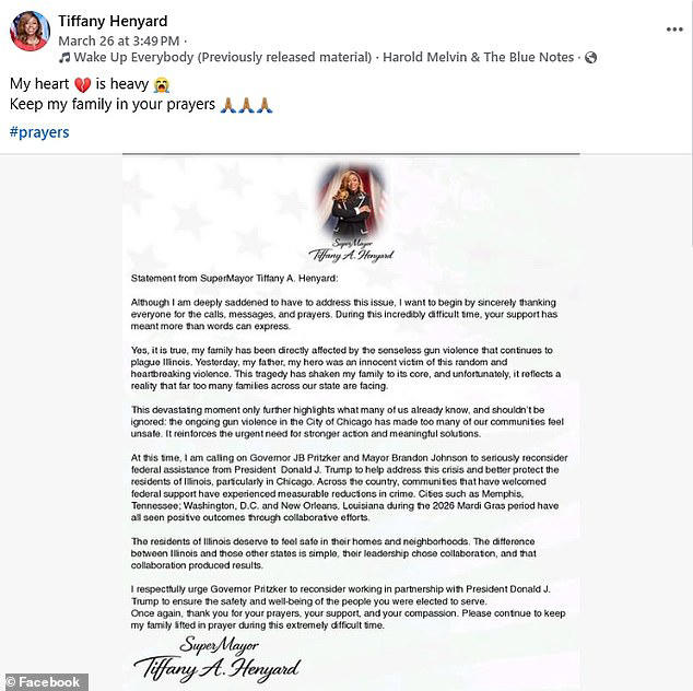 Father of 'America's worst mayor' Tiffany Henyard shot in Chicago