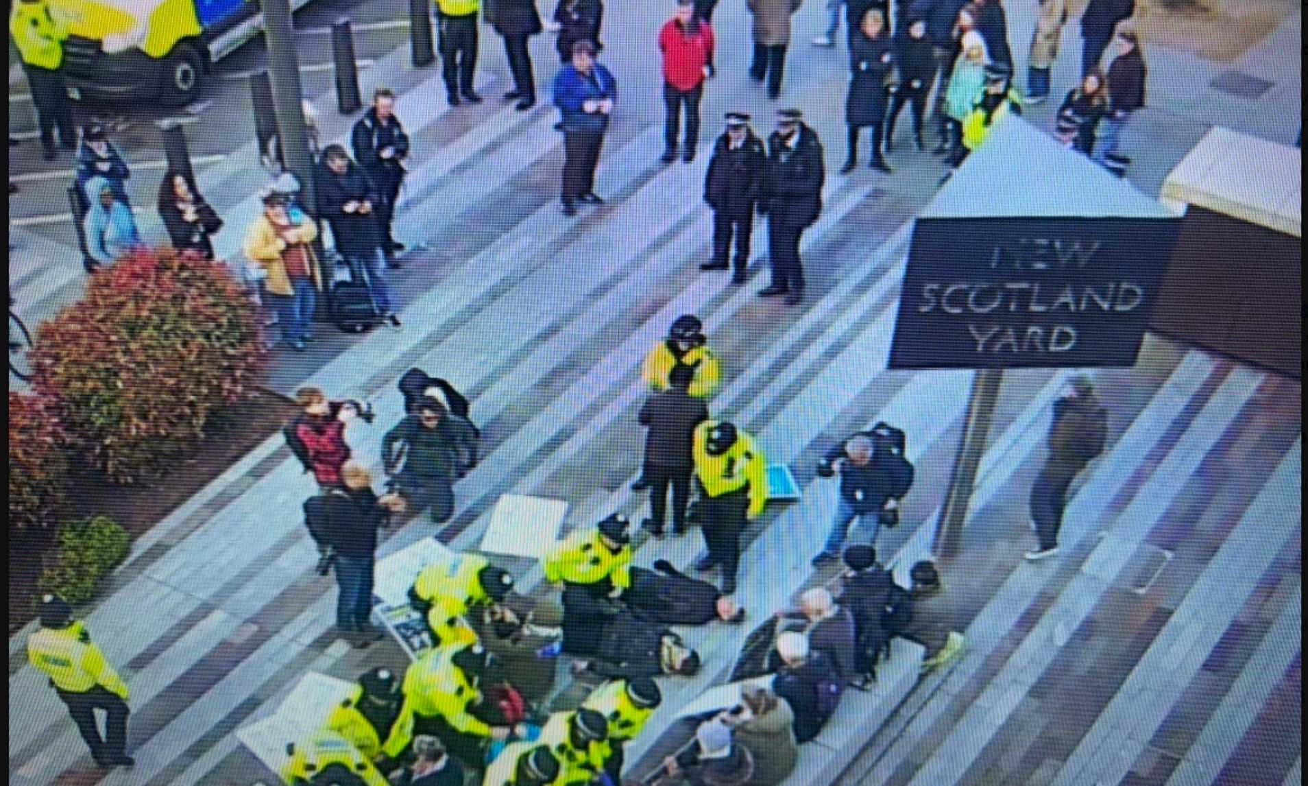 Met Police arrest Palestine Action supporters outside Scotland Yard