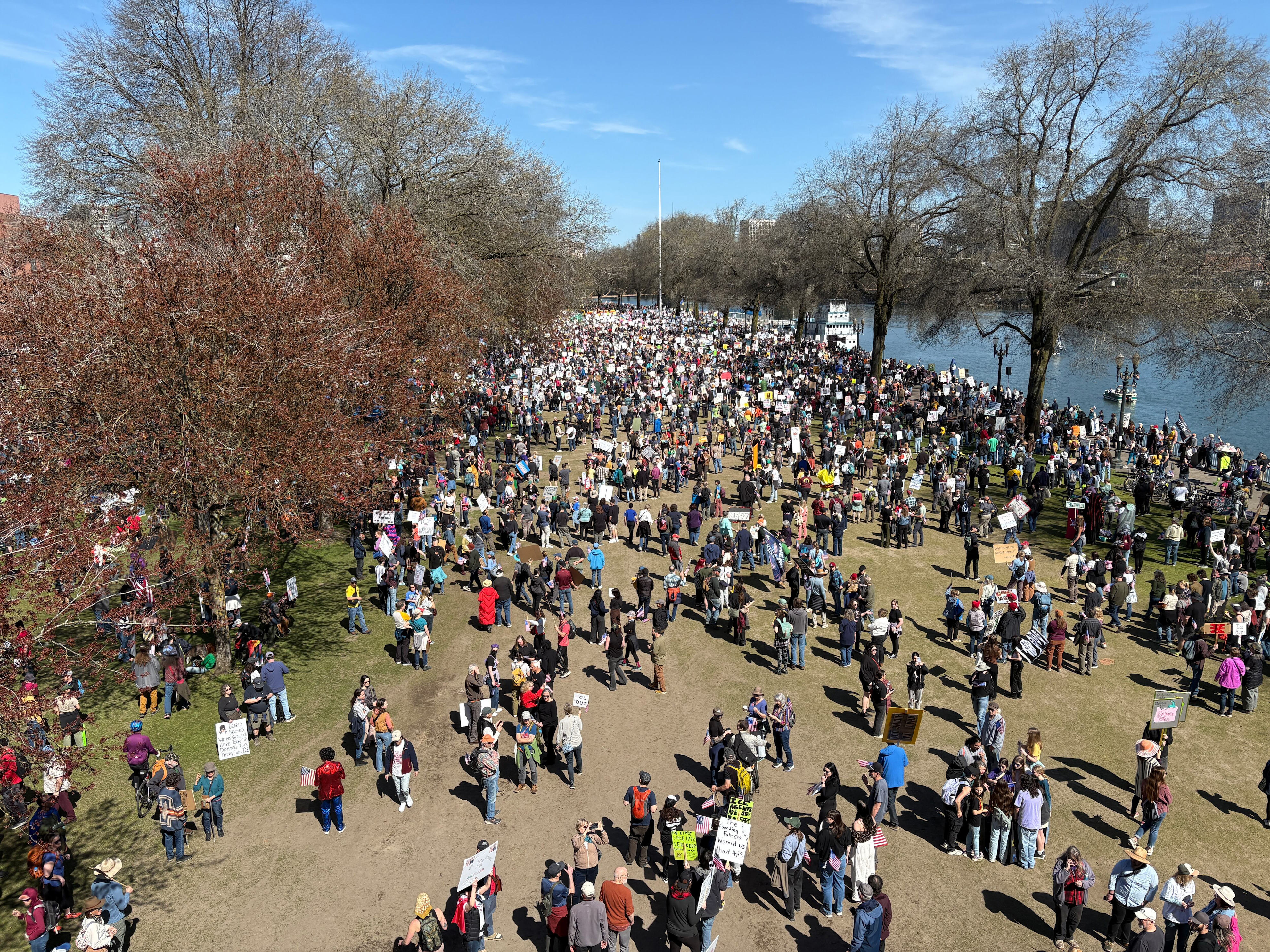 Thousands of 'No Kings' protesters gather at Portland's Waterfront Park