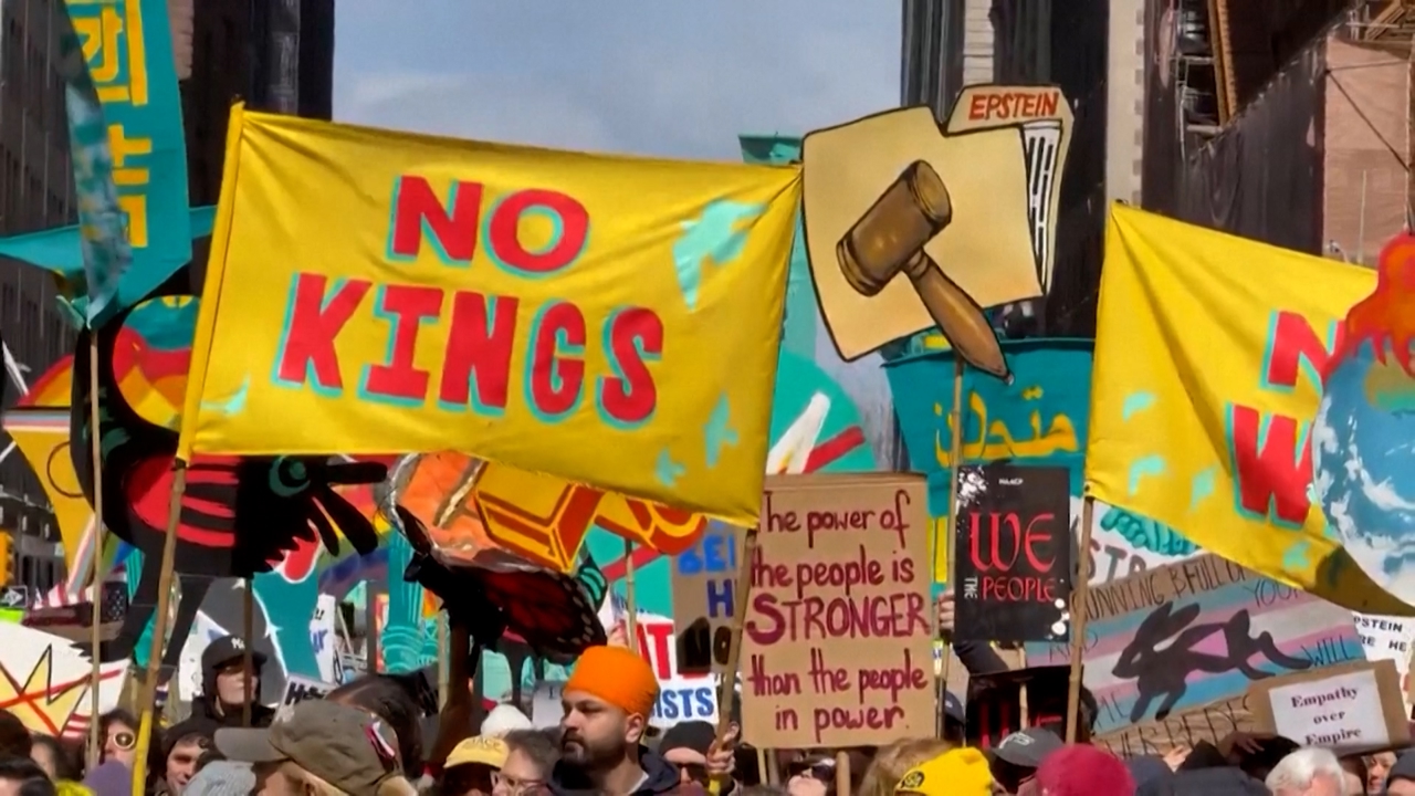 Millions turn out for latest 'No Kings' protests across the US