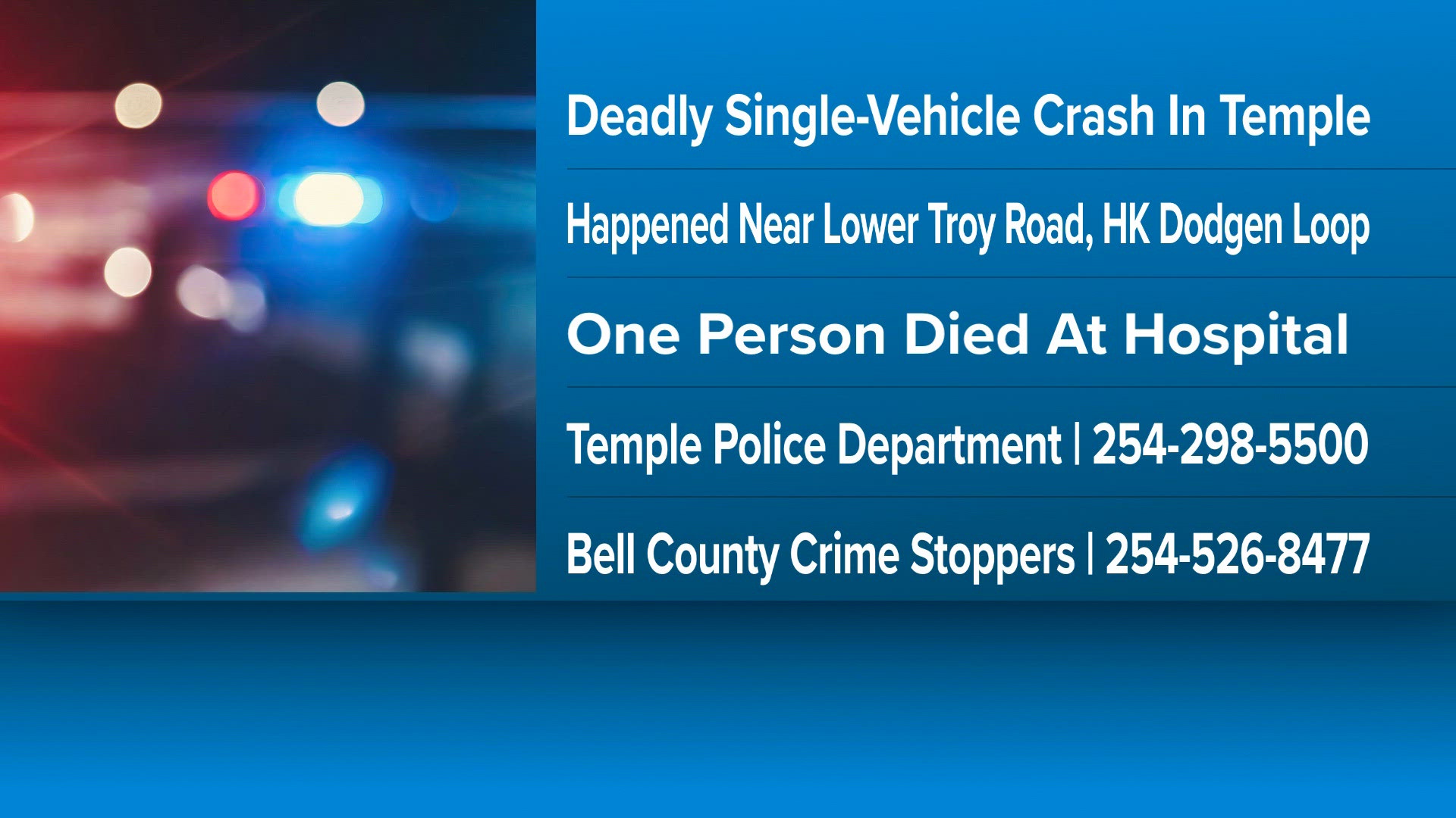 One person dead following car crash in Temple