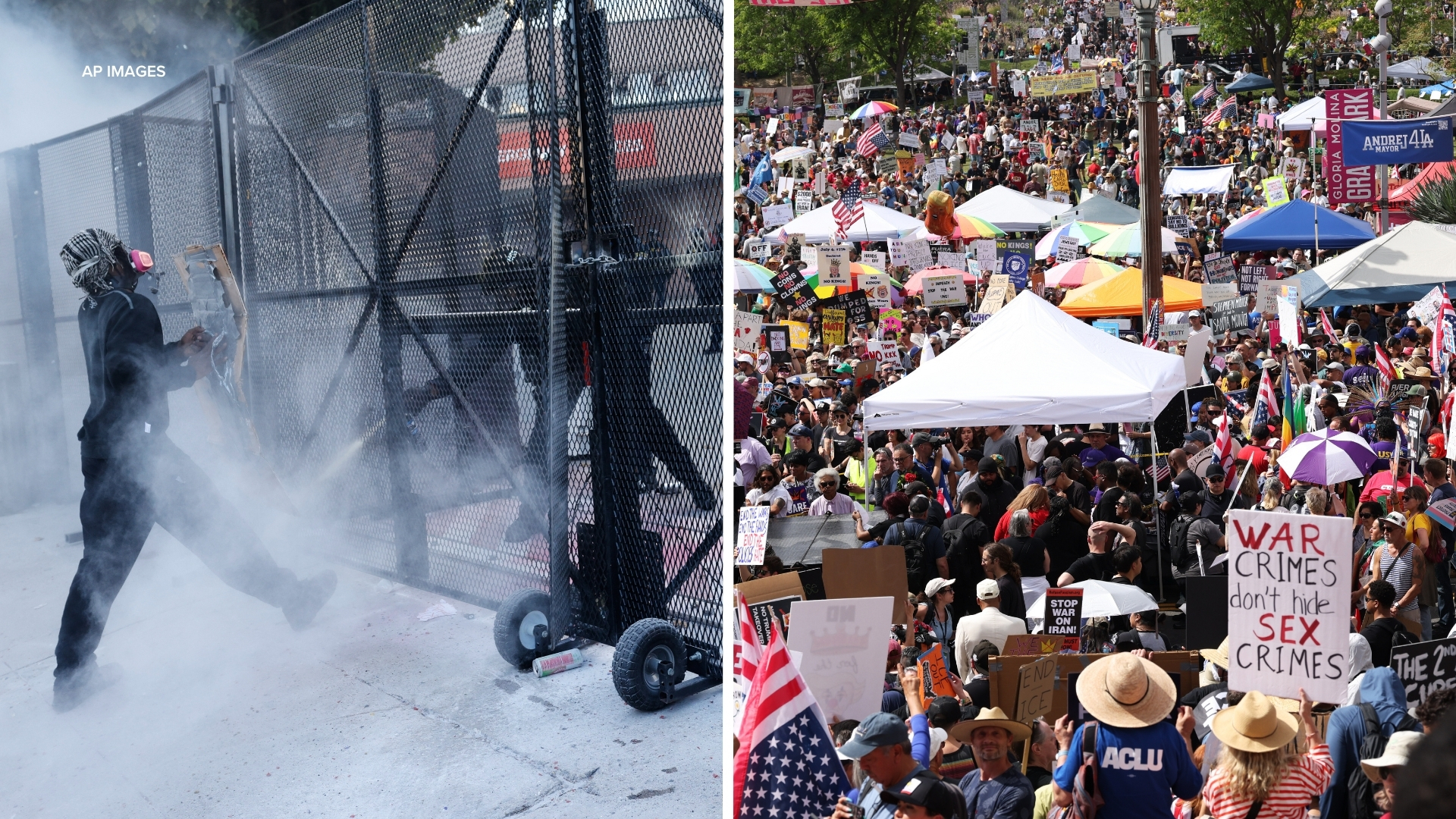 Chaotic scene unfolds after thousands gathered for 'No Kings' rally in ...
