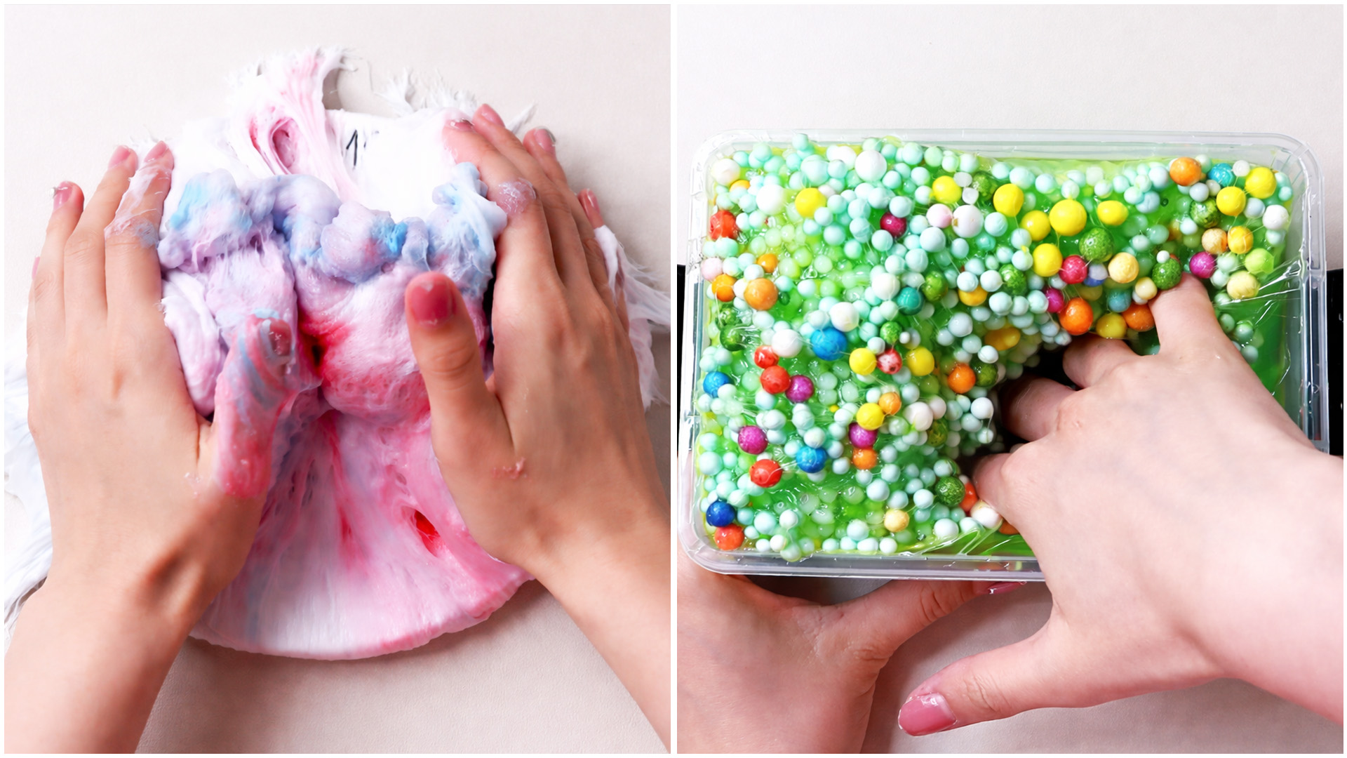 Mélange de slime coloré avec perles croustillantes et texture douce