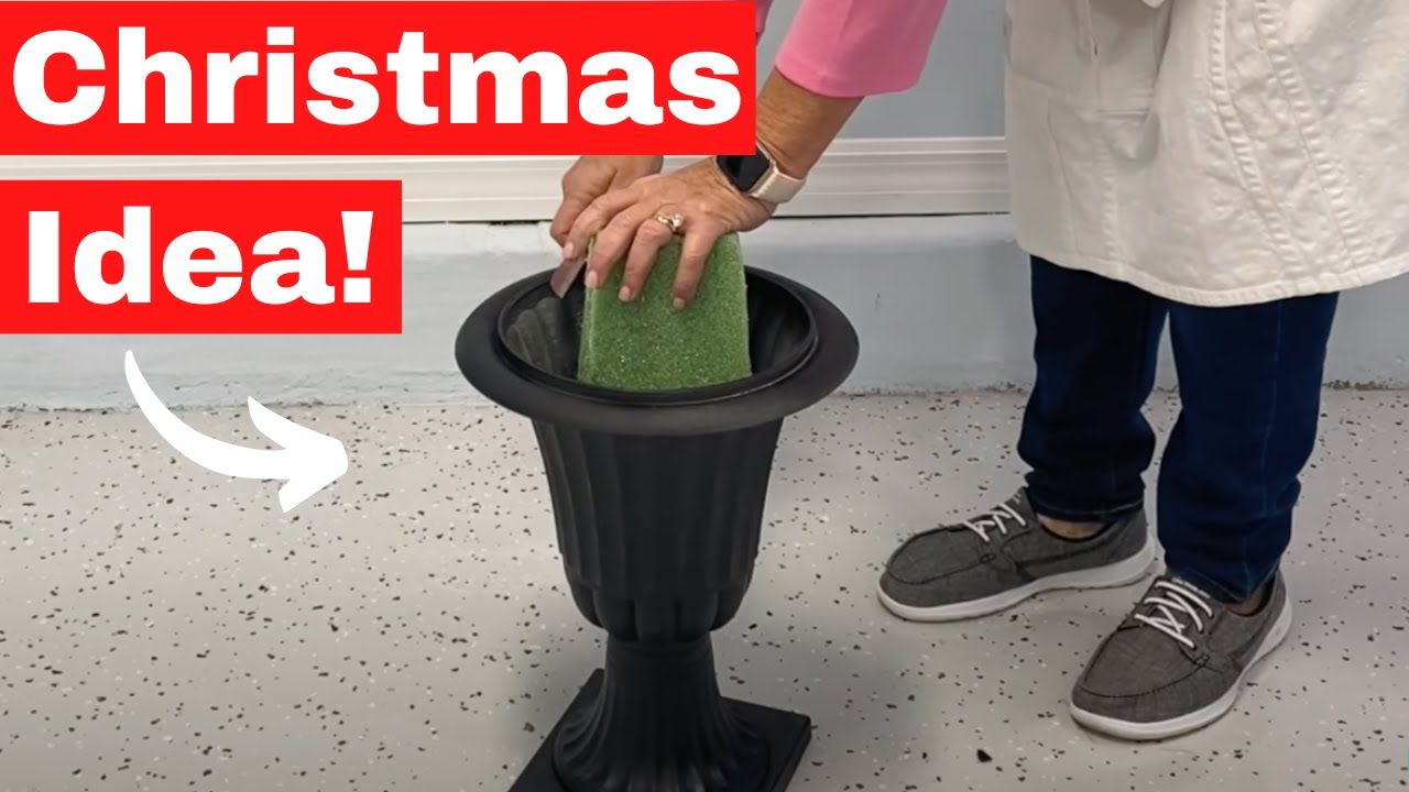 She sticks foam in an urn for this genius Christmas idea!