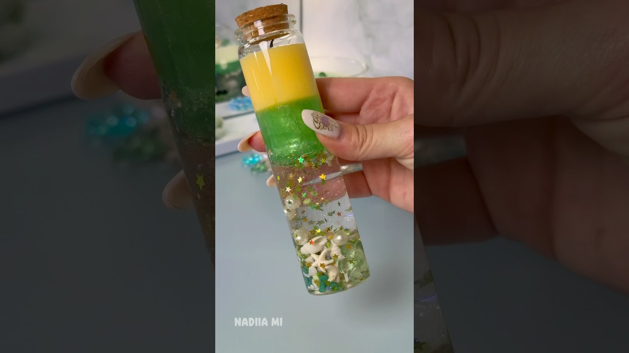Mini water candle DIY 💚💛| Relaxing ASMR candle sounds