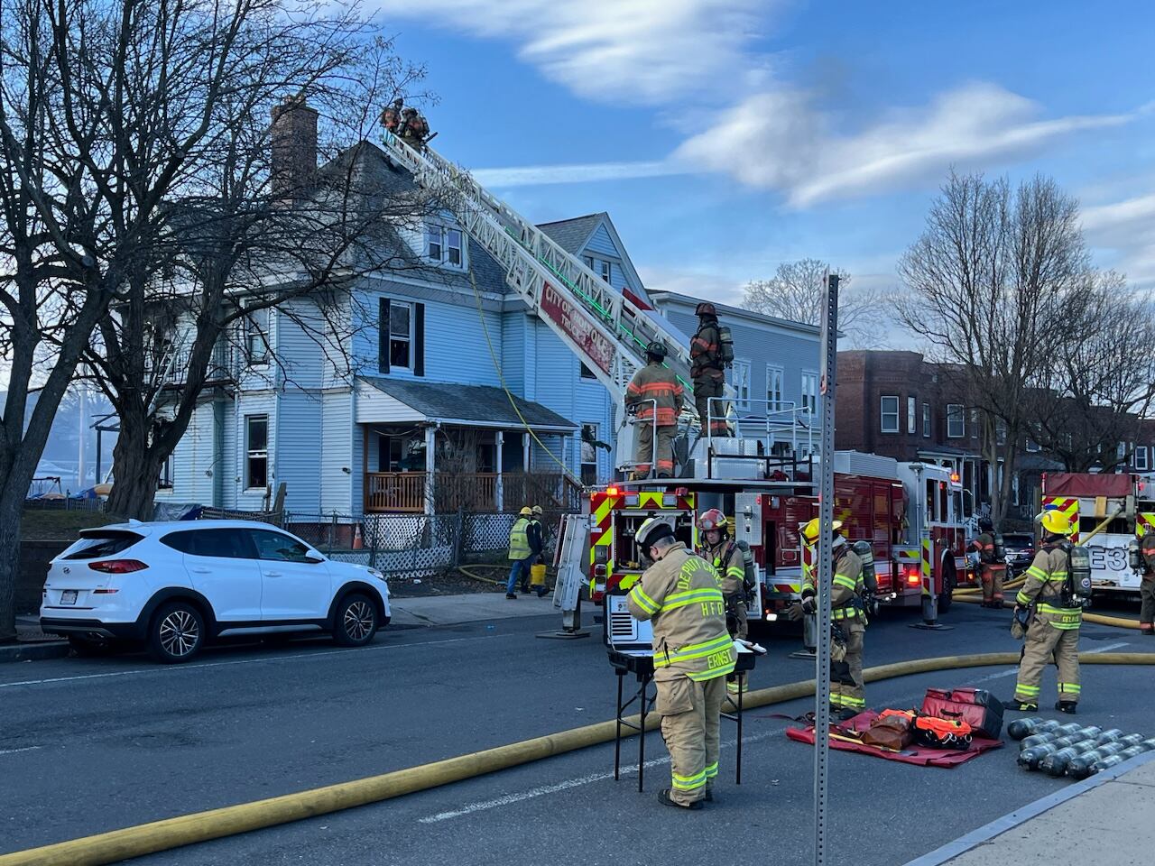 Fire crews battle three alarm fire in Holyoke