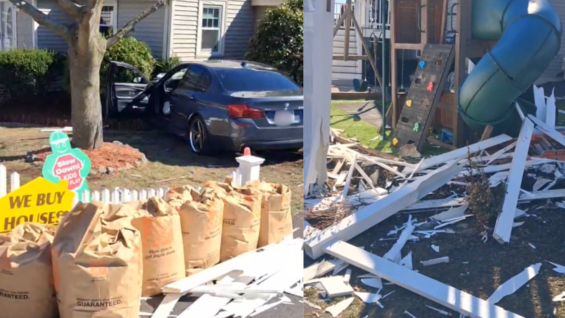 Driver injured after crashing through fence of home in Lynn, Mass.