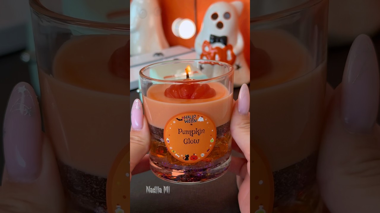 Pumpkin glow candle Halloween water candle DIY | ASMR candle making 🎃