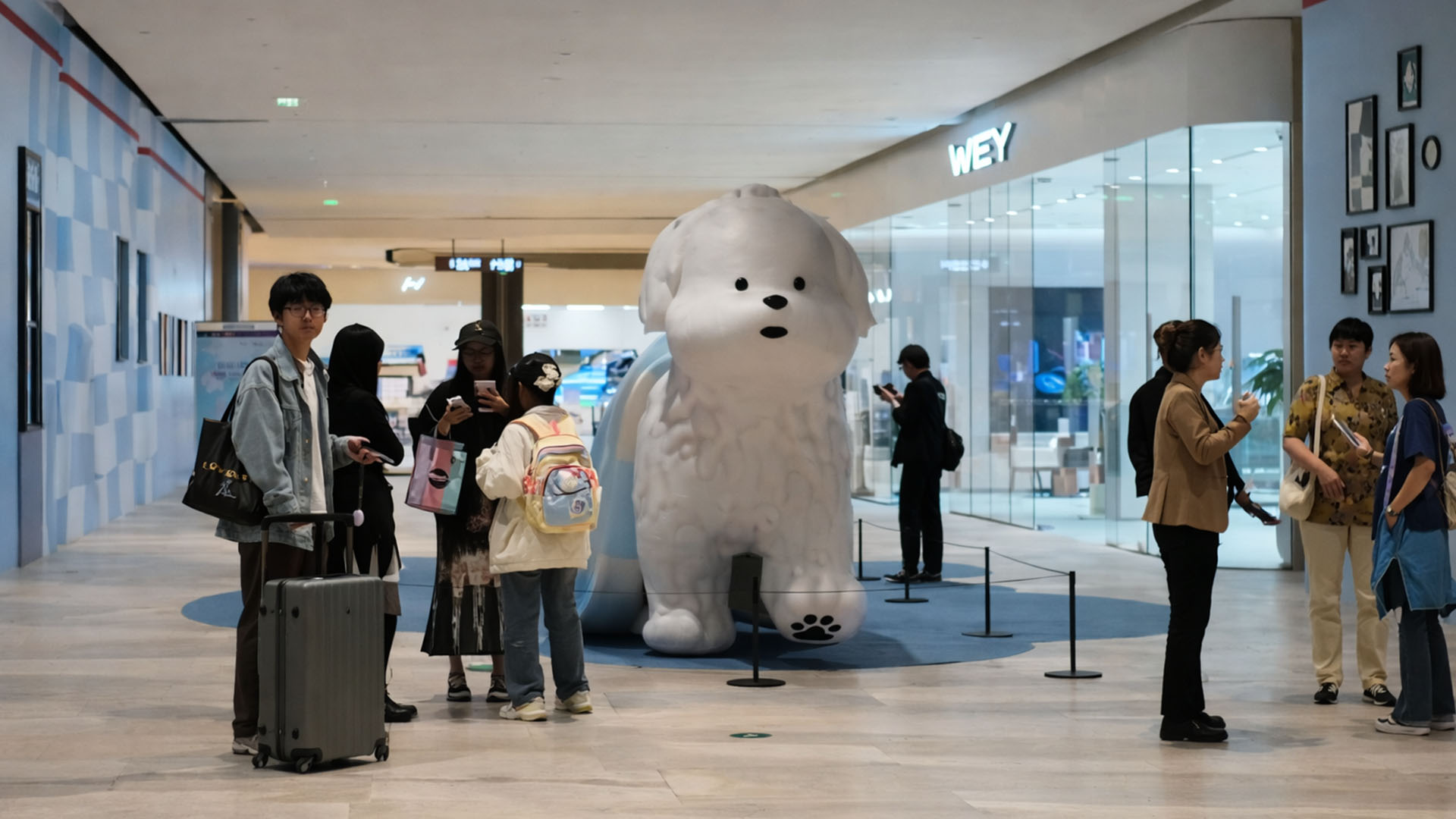 This China mall features a huge dog installation indoors
