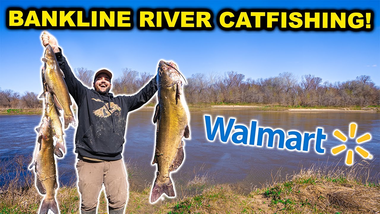 Homemade bankline catfishing on the river