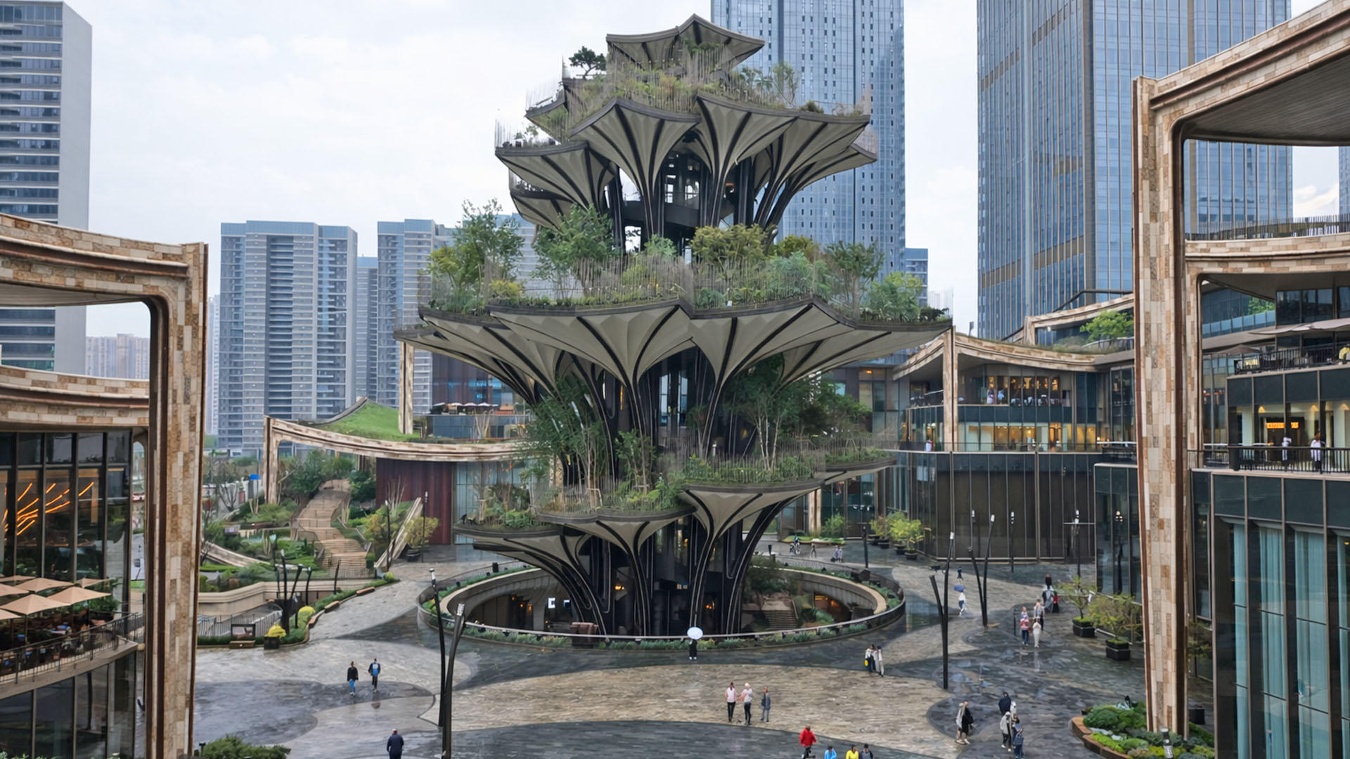 Inside this China mall a structure grows like a tree