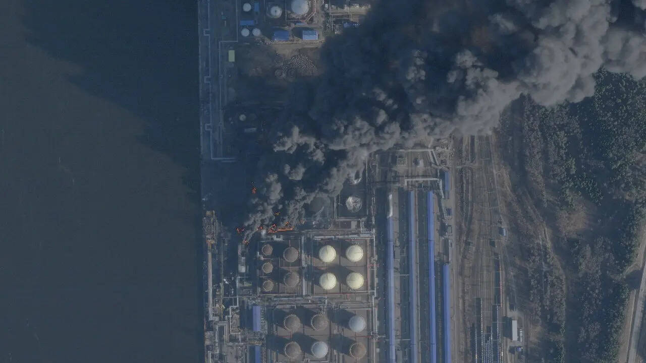 Russia's Ust-Luga port damaged by Ukrainian drones, fire breaks out