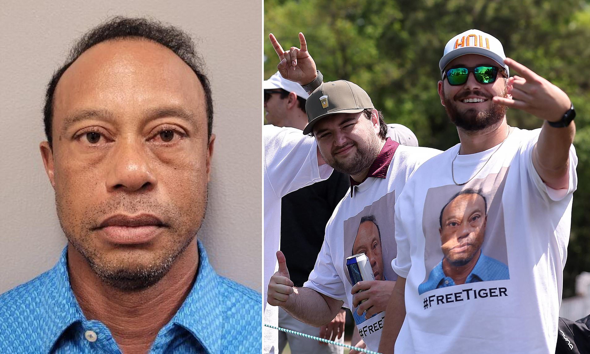 Golf fans wear Tiger Woods mugshot shirts at PGA Tour event days after ...