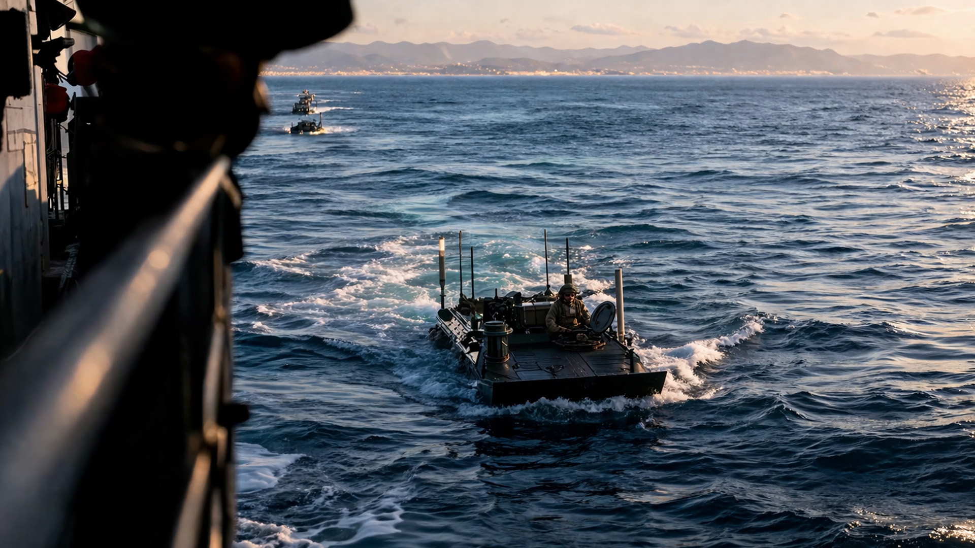 US Marines conduct amphibious operations on USS Comstock