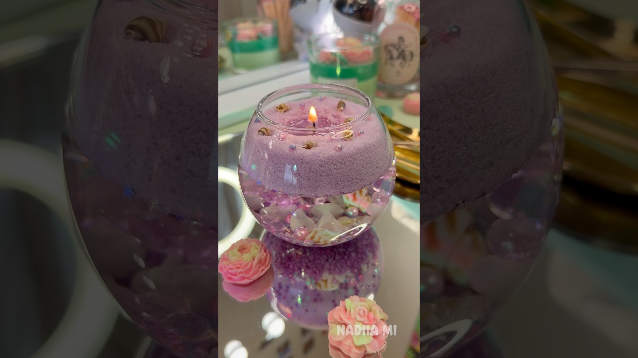 Purple water candle with sand wax & shells | Aesthetic ASMR DIY 💜