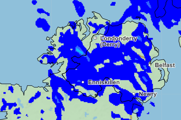 Northern Ireland to be drenched as forecast shows 500-mile band of rain ...