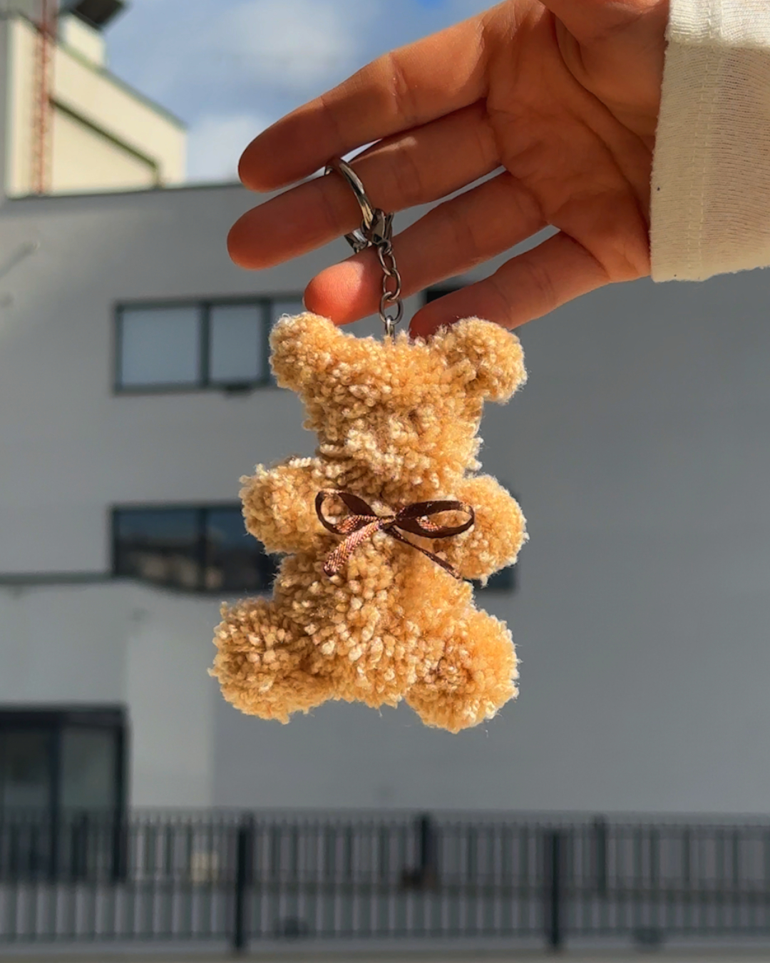 DIY fluffy teddy bear keychain 🧸