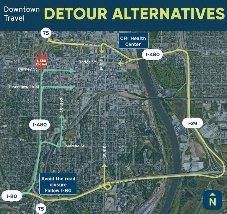 Portion of Interstate 480 to close amid bridge construction, Nebraska ...