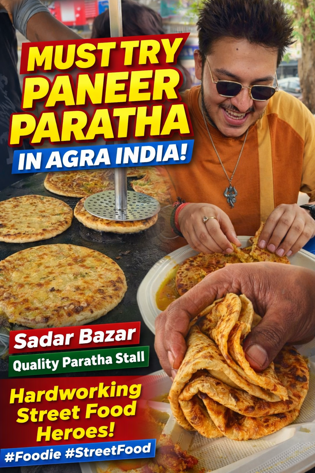 Paneer paratha in Agra India Sadar Bazar quality paratha stall ...