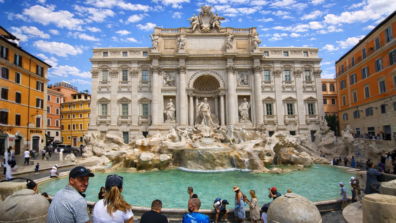 Rome walking tour Trevi Fountain and Pantheon Italy (4K)