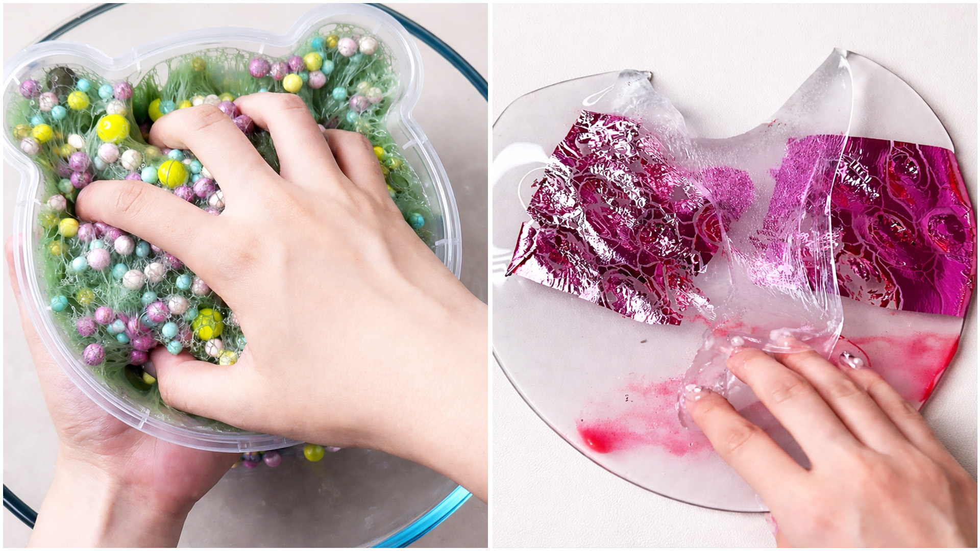 Slime with colorful beads and glossy finish