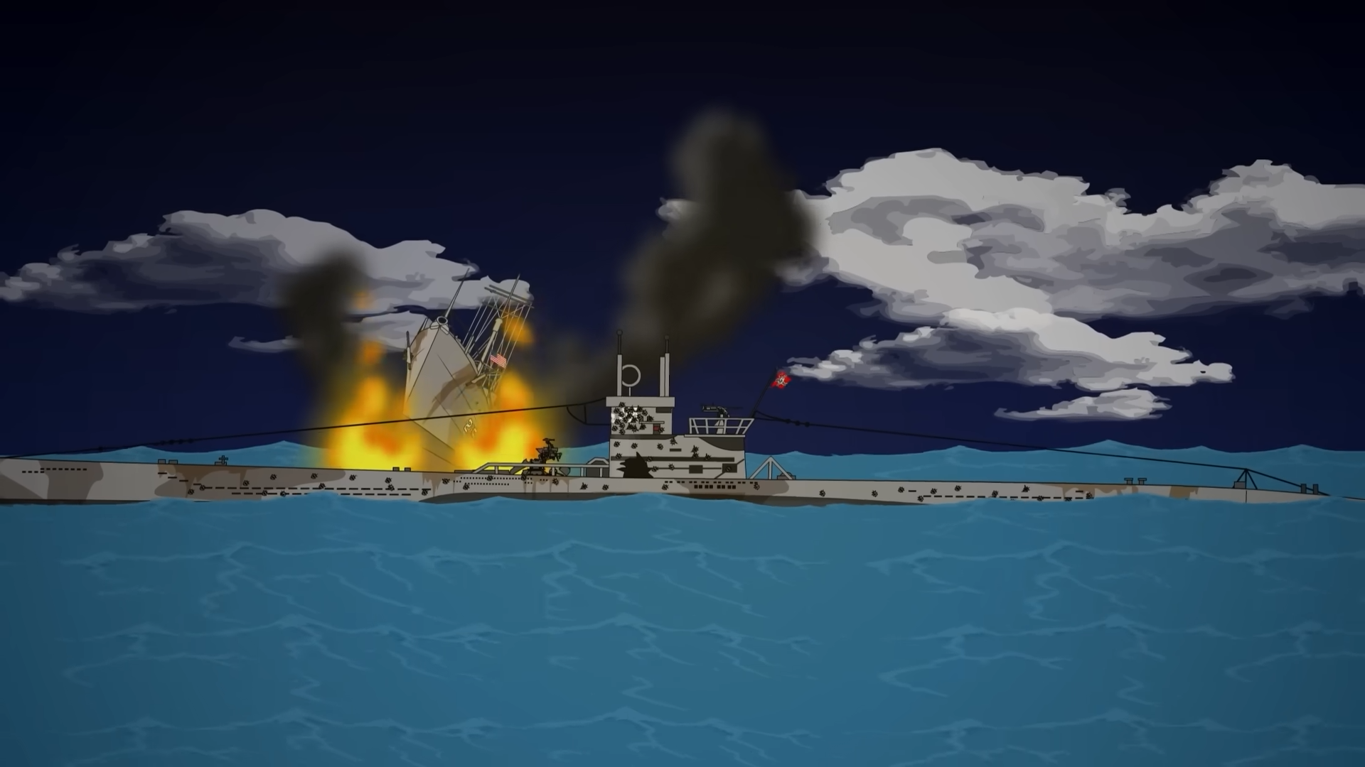 Watch what one destroyer did after ramming a German submarine