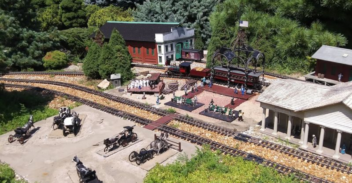 This one-acre Indiana railway garden features seven G-gauge trains ...