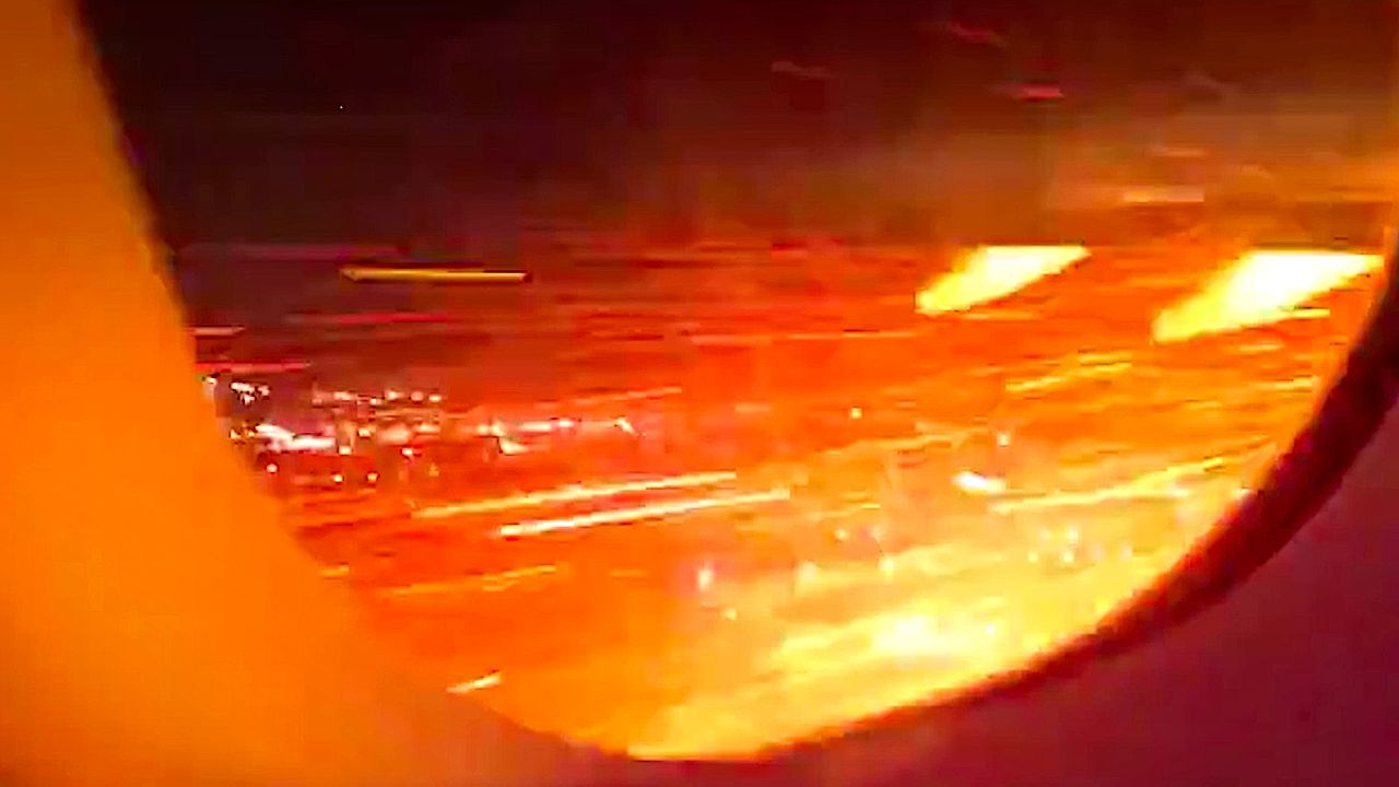 Plane engine explodes in flames seconds after takeoff
