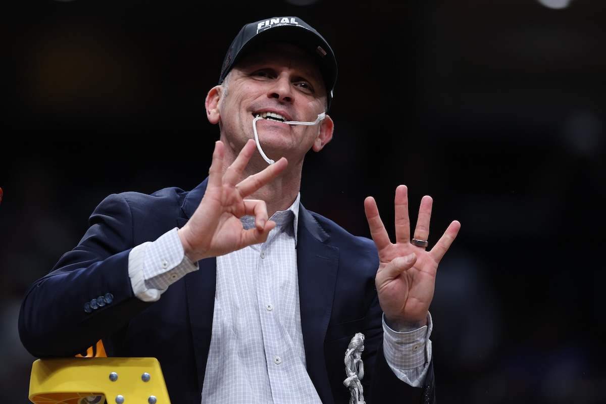 UConn’s Dan Hurley surprised by players in locker room after Duke win