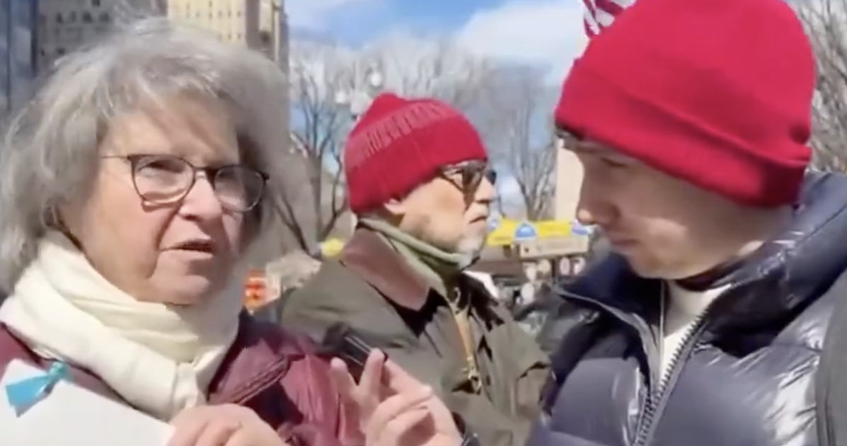 A right-winger tried to own a No Kings protestor with gotcha questions ...