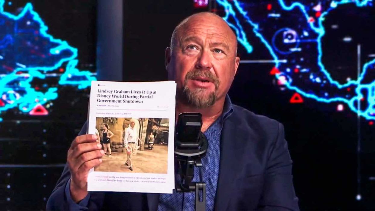 Alex Jones loses it as Lindsey Graham roams Disney World with pink ...