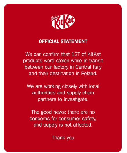 Over 400,000 KitKats were stolen and restaurants have fun with it on ...