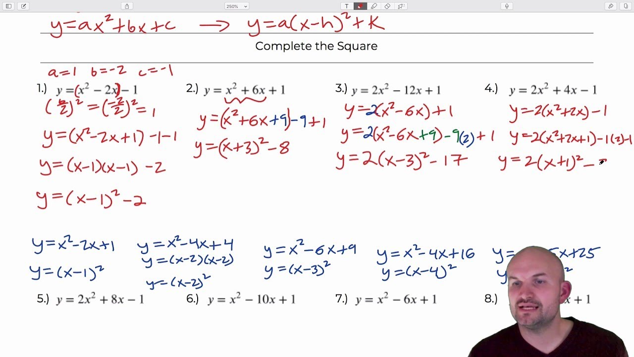 Completing the square | 28 examples