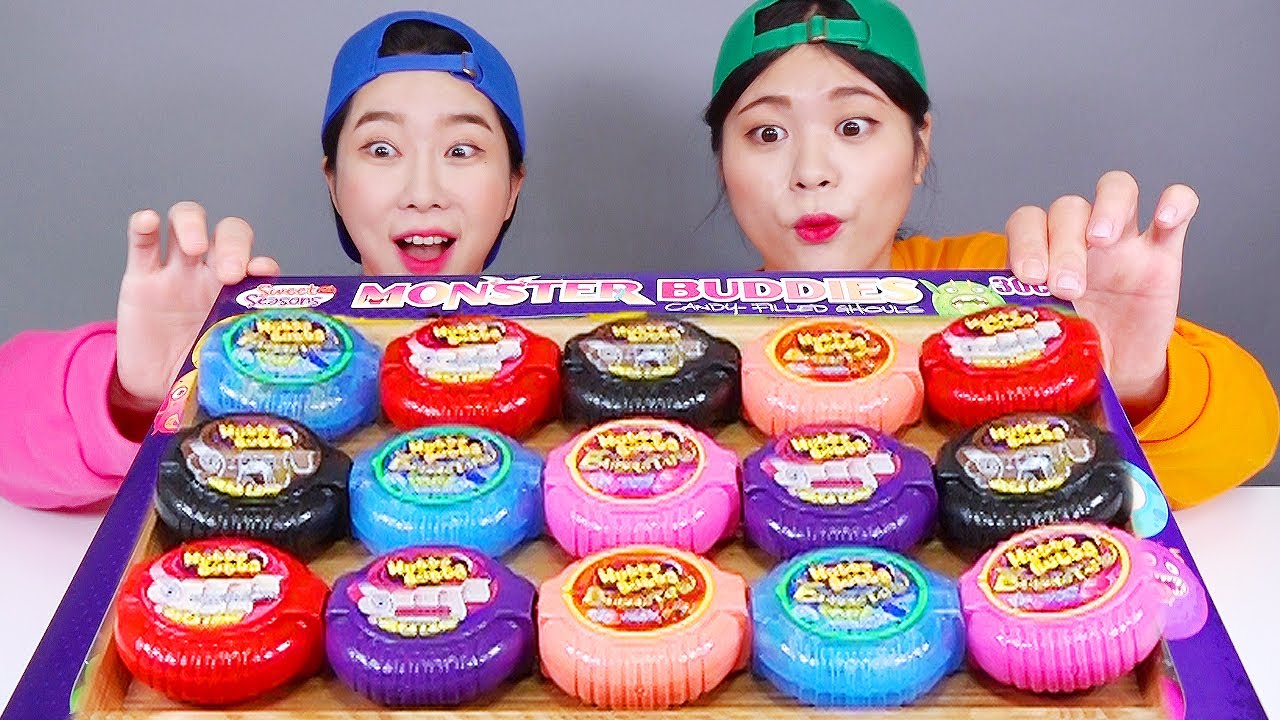 Makanan pelangi jeli bola mata permen karet jeli madu mukbang DONA