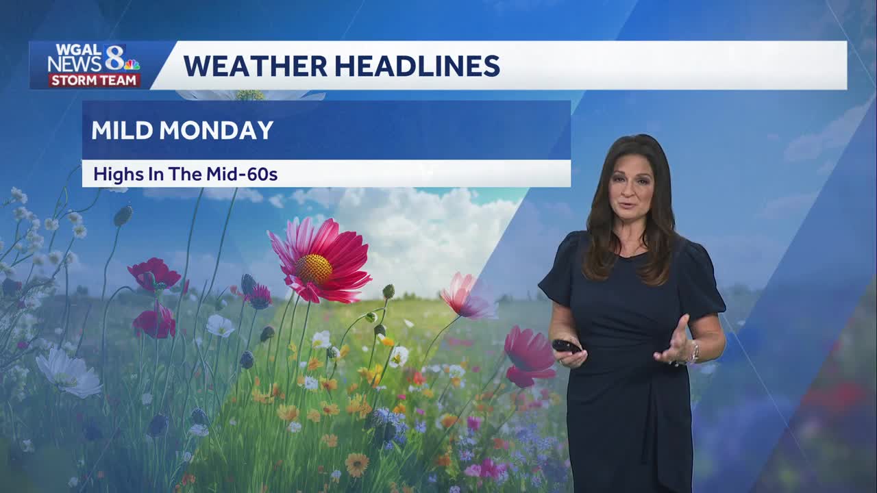 Mild Monday, isolated shower, warm week ahead in south-central Pennsylvania